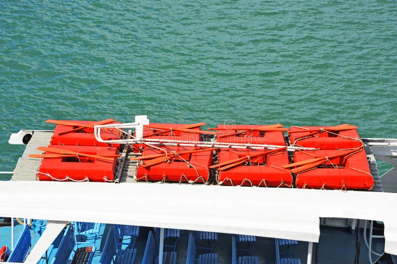 Liferaft on deck stock photo. Image of equipment, deck - 106050704