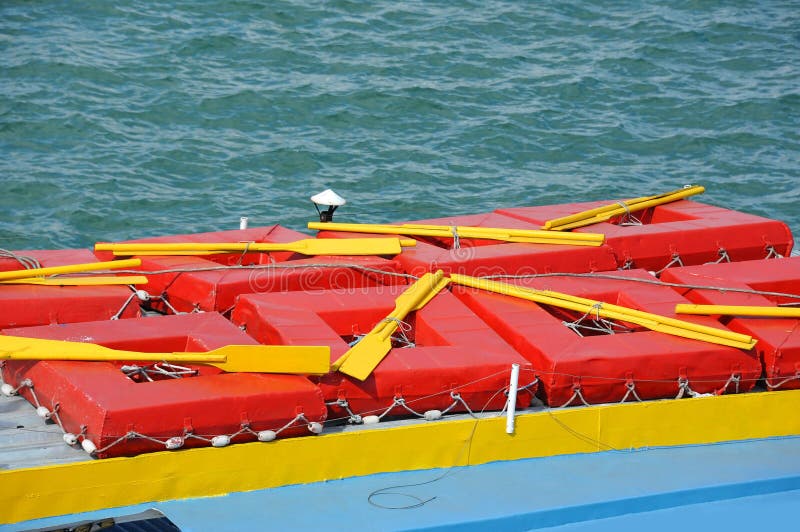 Liferaft on deck stock image. Image of buoyancy, escape - 106051071