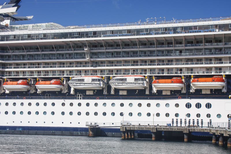 Liferafts on Blue and White Cruise Ship Stock Image - Image of cabins ...