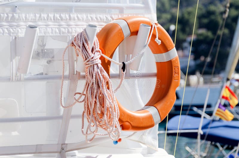 PFD at yacht aft stock image. Image of protection, life - 50610101