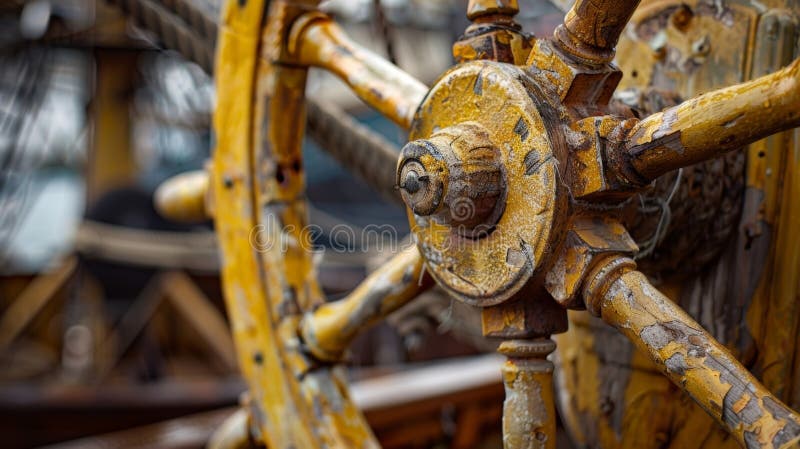 A Lifesize Replica of a Ships Wheel Worn and Weathered from Years of ...