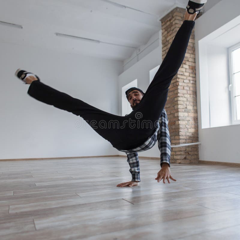Lifestyle Dancing. Handsome Young Man Dancing Break Dance Stock Image ...