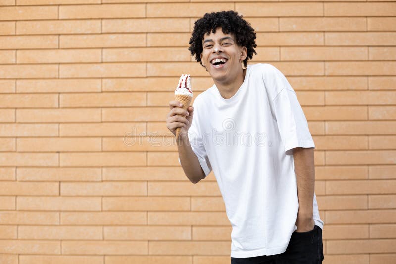Laughing Curly Haired African American Guy Stained On Nose With White