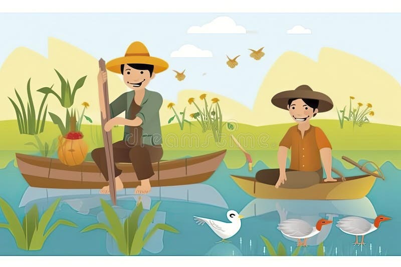 Lifestyle of Farmer Vector Design Stock Illustration - Illustration of ...