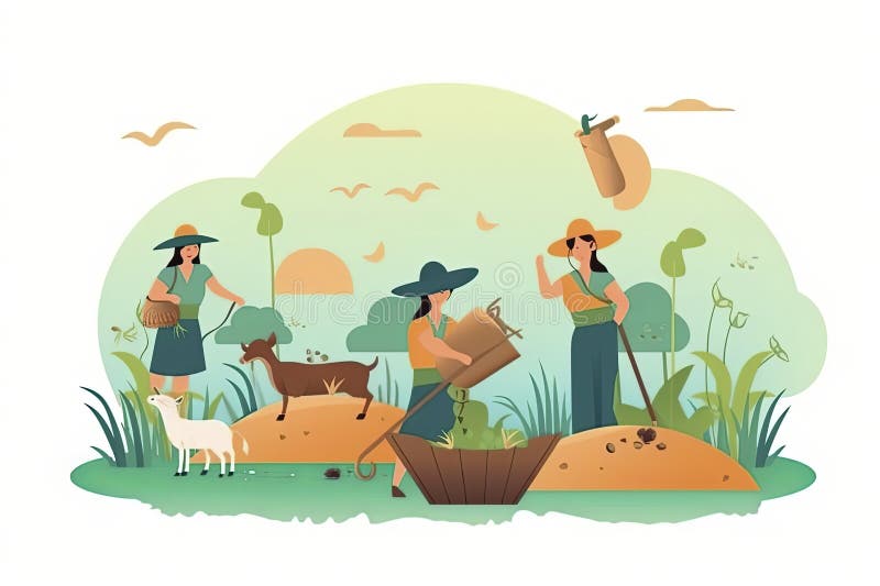 Lifestyle of Farmer Vector Design Stock Illustration - Illustration of ...