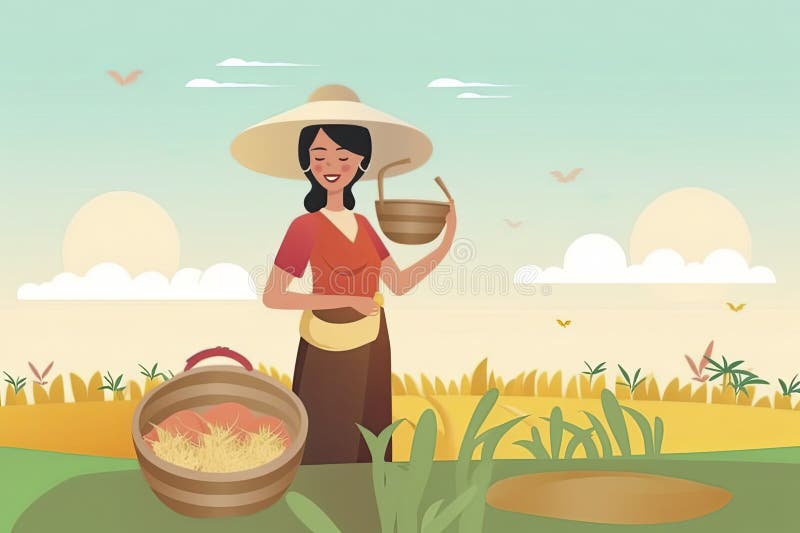 Lifestyle of Farmer Vector Design Stock Illustration - Illustration of ...