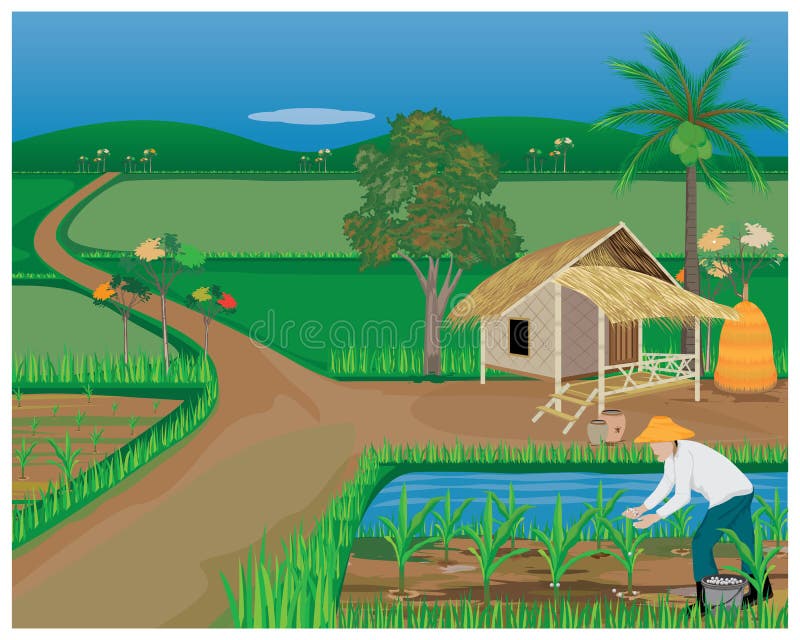 Lifestyle of Inhabitant at Countryside Stock Vector - Illustration of ...