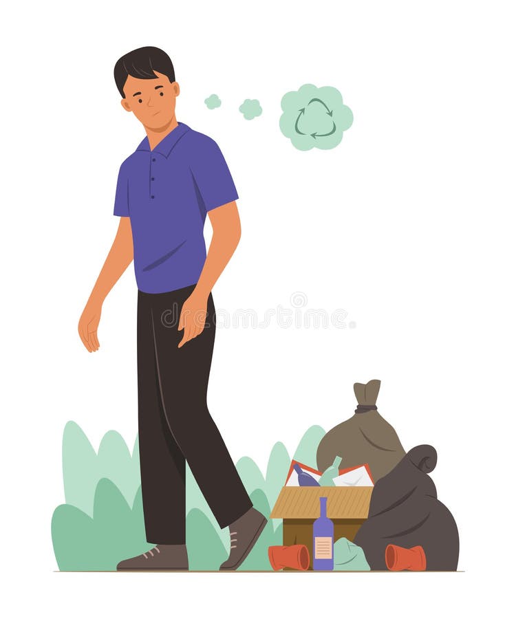 Man thinking about Garbage stock vector. Illustration of american ...