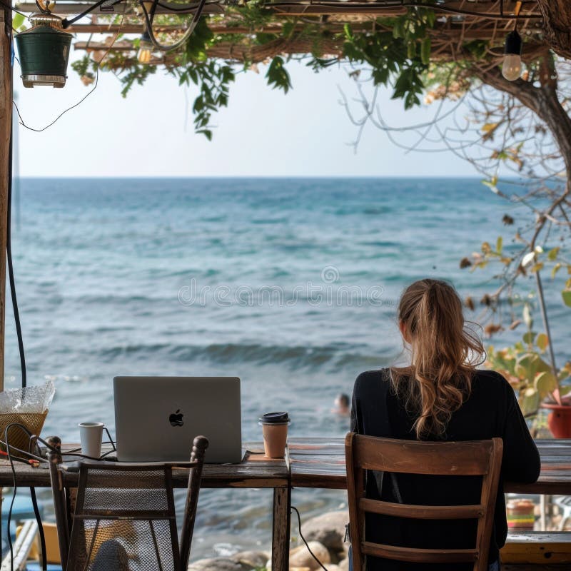 The Lifestyle of the New Generation with the Remote Working System. Stock Photo - Image of cozy ...