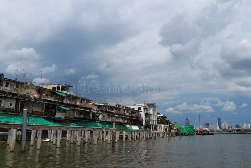 Lifestyle of People Around River in Bangkok Stock Image - Image of ...