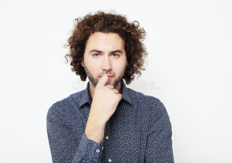 Close Up of a Guy Wondering Stock Photo - Image of positive, portrait ...