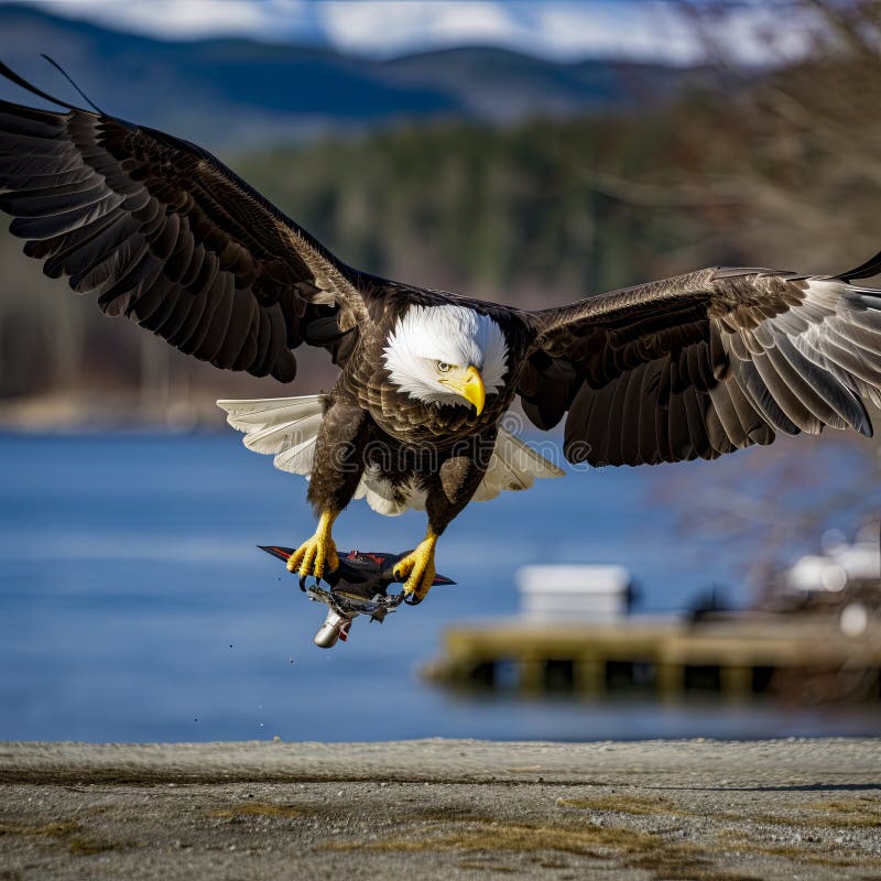 Lifestyle Photo Bald Eagle Attacks Drone Stock Illustration ...