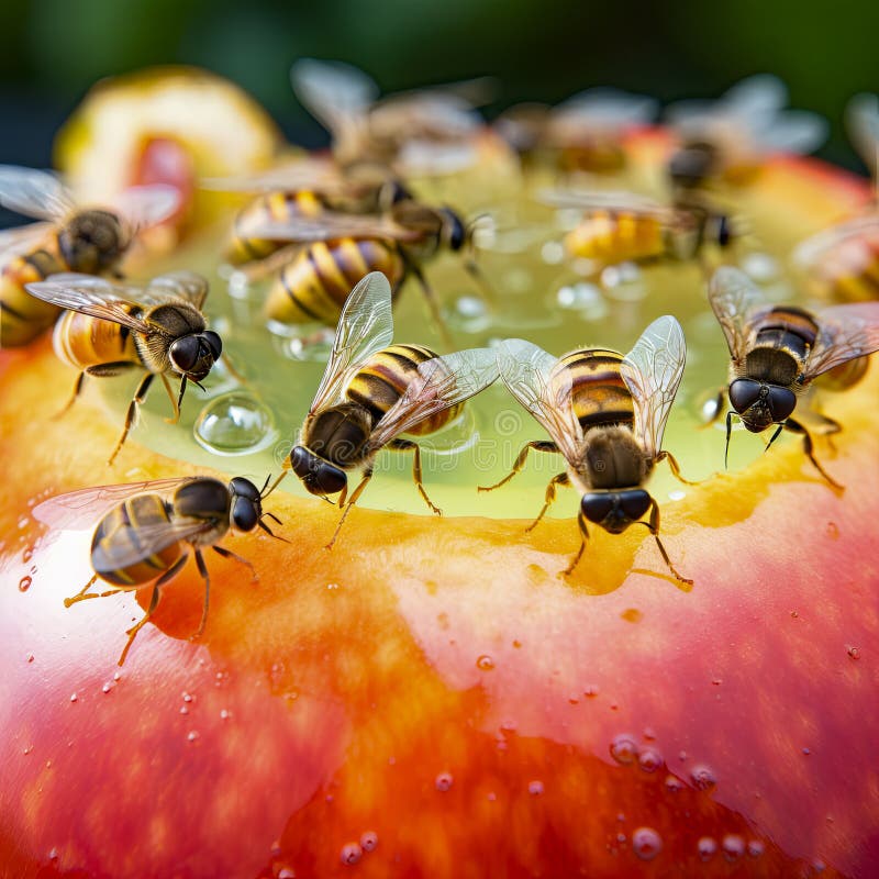 Lifestyle Photo Many Bees on Fruit Stock Image - Image of honey, nature ...