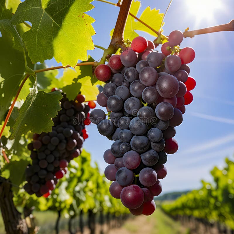 Lifestyle Photo Ripe Red Grape Bunch on Vine Stock Image - Image of ...
