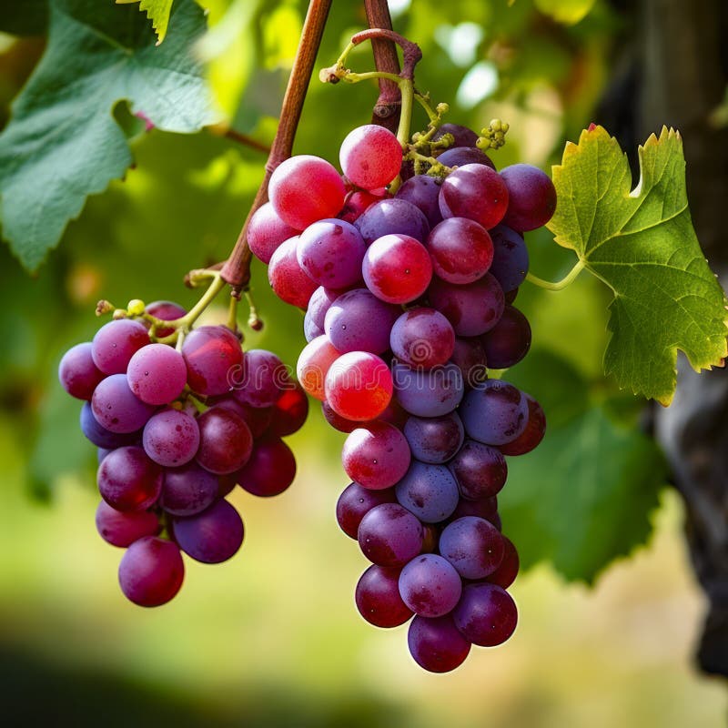 Lifestyle Photo Ripe Red Grape Bunch on Vine Stock Image - Image of ...