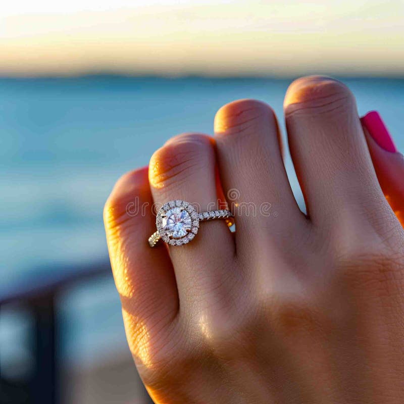 Lifestyle Photo Sparkling Ring on Womans Finger Stock Photo - Image of ...