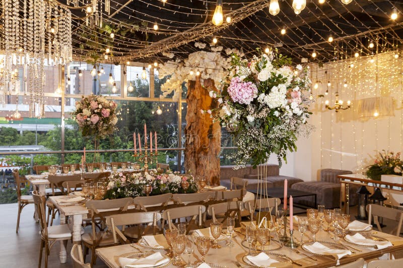 Lifestyle - Reception Hall Decorated for Social Events Stock Photo ...