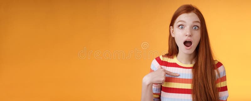 Shocked Silly Surprised Redhead Cute Girl Gasping Drop Jaw Stunned