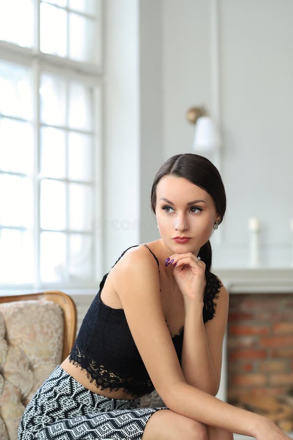 Woman at home stock image. Image of home, posing, lifestyle - 144610801