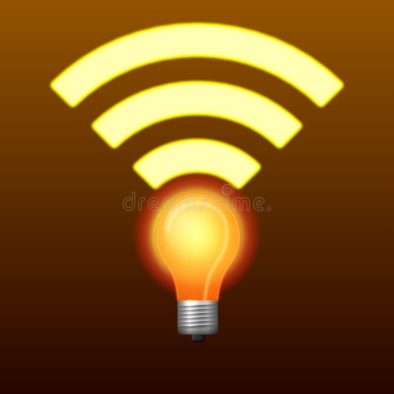 Lifi symbol with bulb stock illustration. Illustration of sphere - 65698671