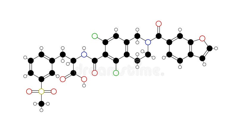 Lifitegrast Molecule, Structural Chemical Formula, Ball-and-stick Model ...