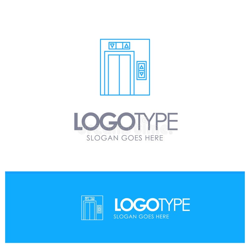 Lift, Building, Construction Blue OutLine Logo with Place for Tagline ...