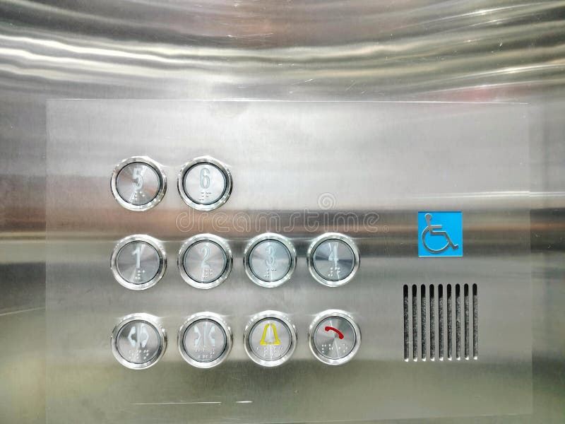 Lift Button for Wheelchair Users in the Lift. Stock Image - Image of ...