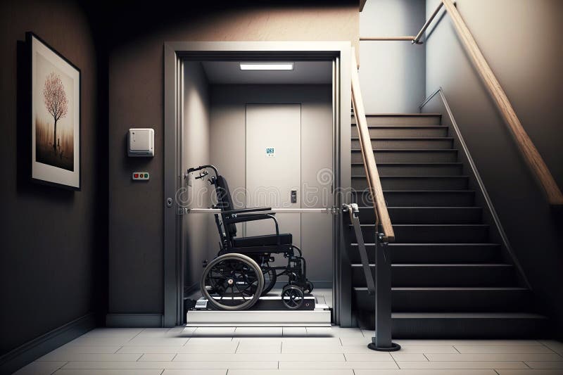 Lift Lift Check-in Wheelchair Van Inside Support Stock Illustration ...