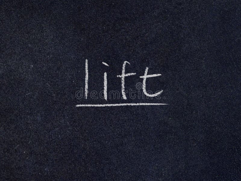 Word LIFT and Arrow Painted in Black on Yellow Wall Pointing at the ...