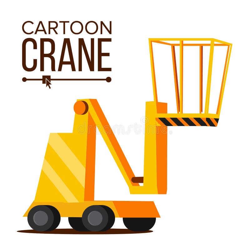 Lift Crane Vector. Lifting Construction Machine Icon. Classic Yellow ...