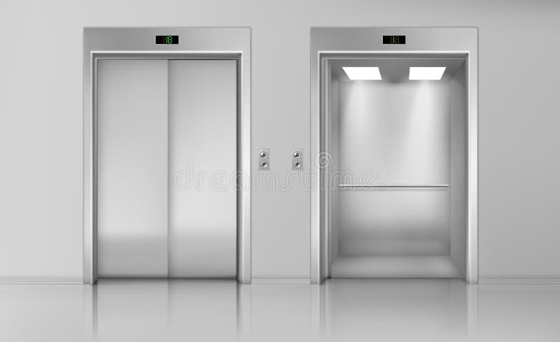 Lift Doors, Close and Open Empty Elevator Cabin Stock Vector ...