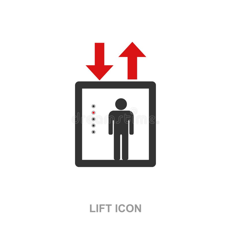 Lift Icon, Symbol Isolated on White Stock Vector - Illustration of icon ...