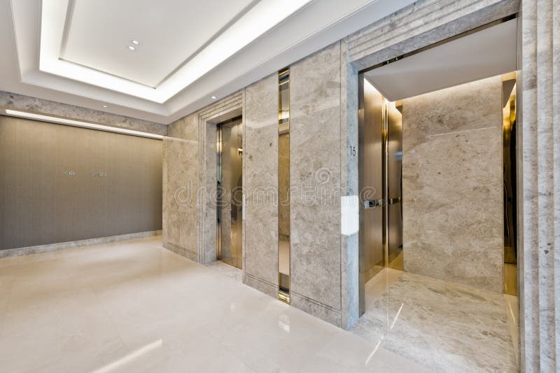 Lift Lobby in Beautiful Marble Stock Image - Image of luxury ...