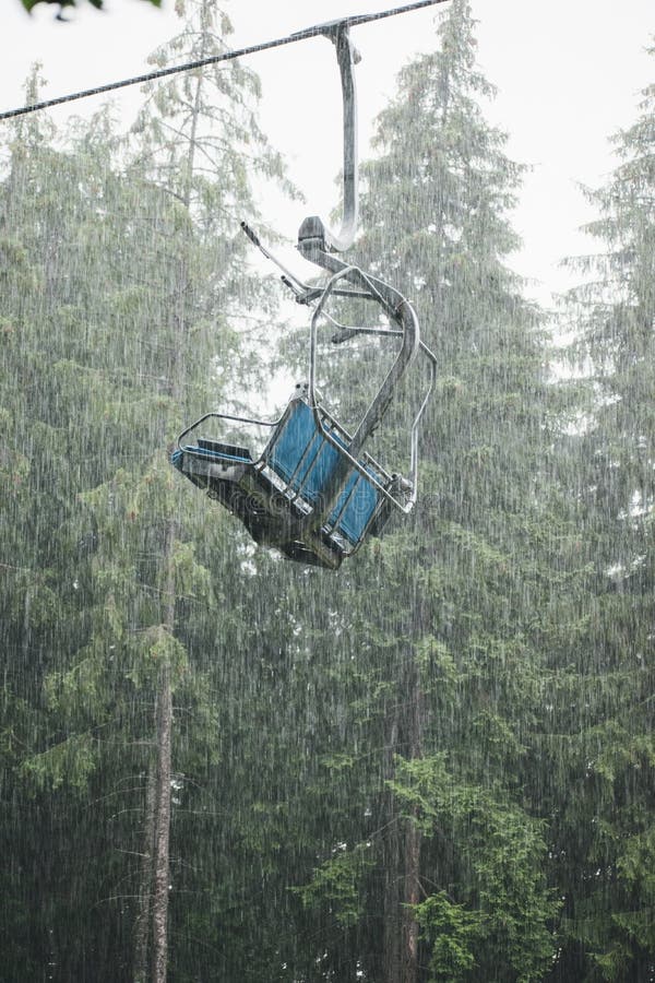 Lift in the Mountains. Lift during Heavy Rain Stock Image - Image of ...