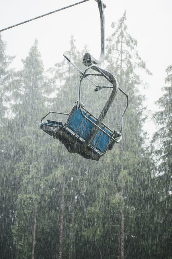 Lift in the Mountains. Lift during Heavy Rain Stock Image - Image of ...