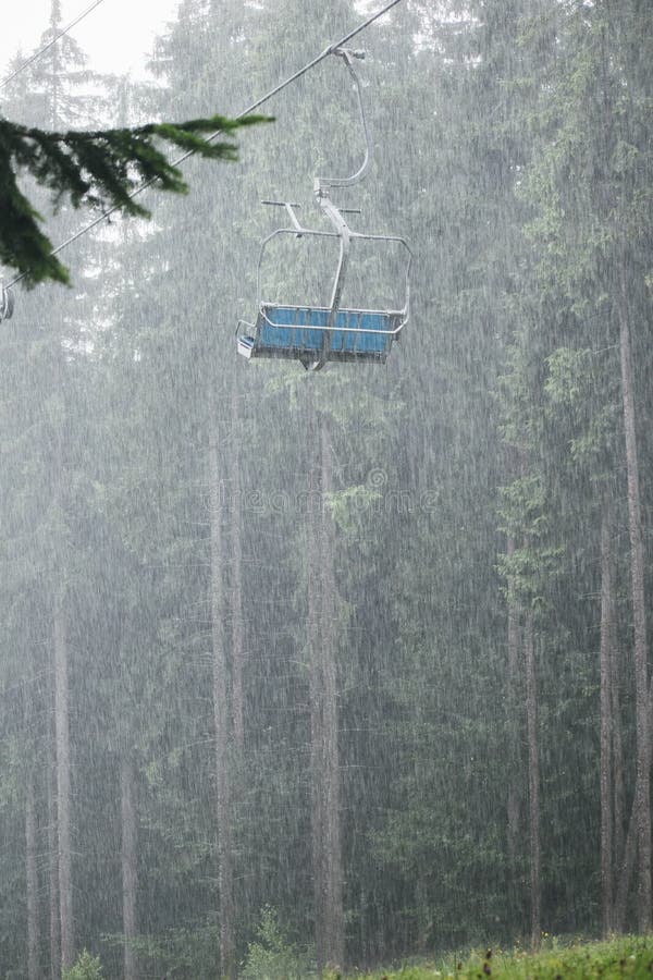 Lift in the Mountains. Lift during Heavy Rain Stock Image - Image of ...