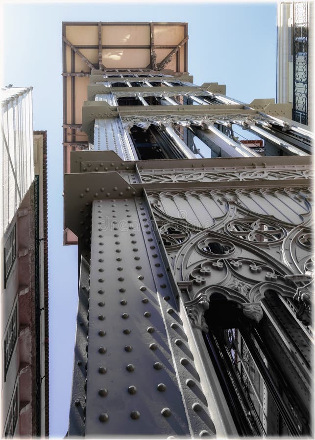 Lift Santa Justa, an Ancient Elevator in Lisbon, Portugal Stock Image ...