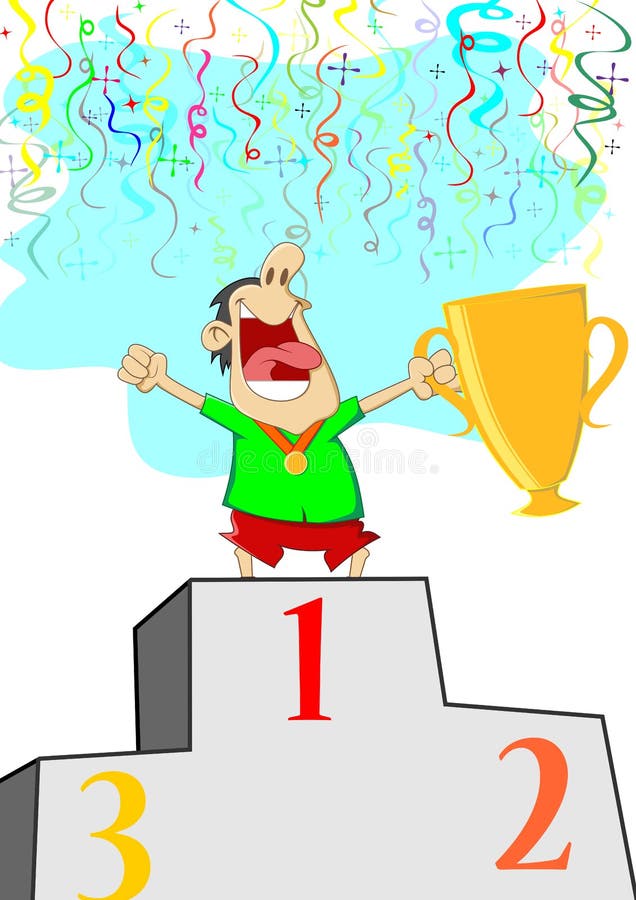 Sport kids lifting trophy stock vector. Illustration of drawing - 22642315