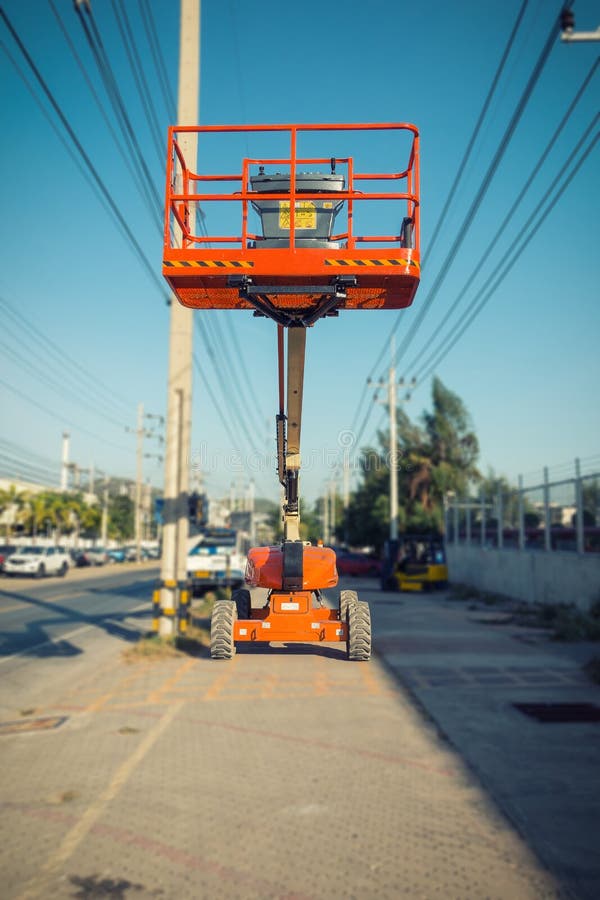 Lifting Boom Lift in Construction Site., Lifting Equipment Stock Photo ...
