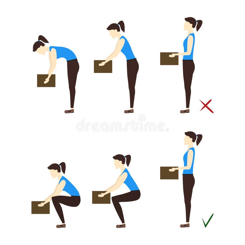 Lifting Box Correct and Incorrect Position. Vector Stock Vector ...