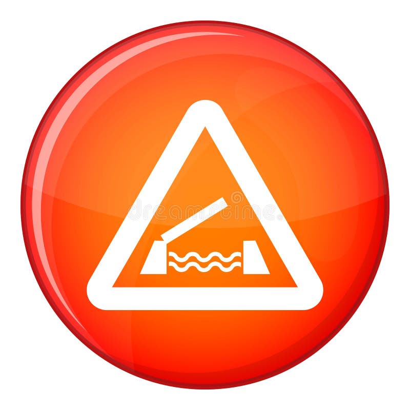 Lifting Bridge Warning Sign Icon, Flat Style Stock Illustration ...
