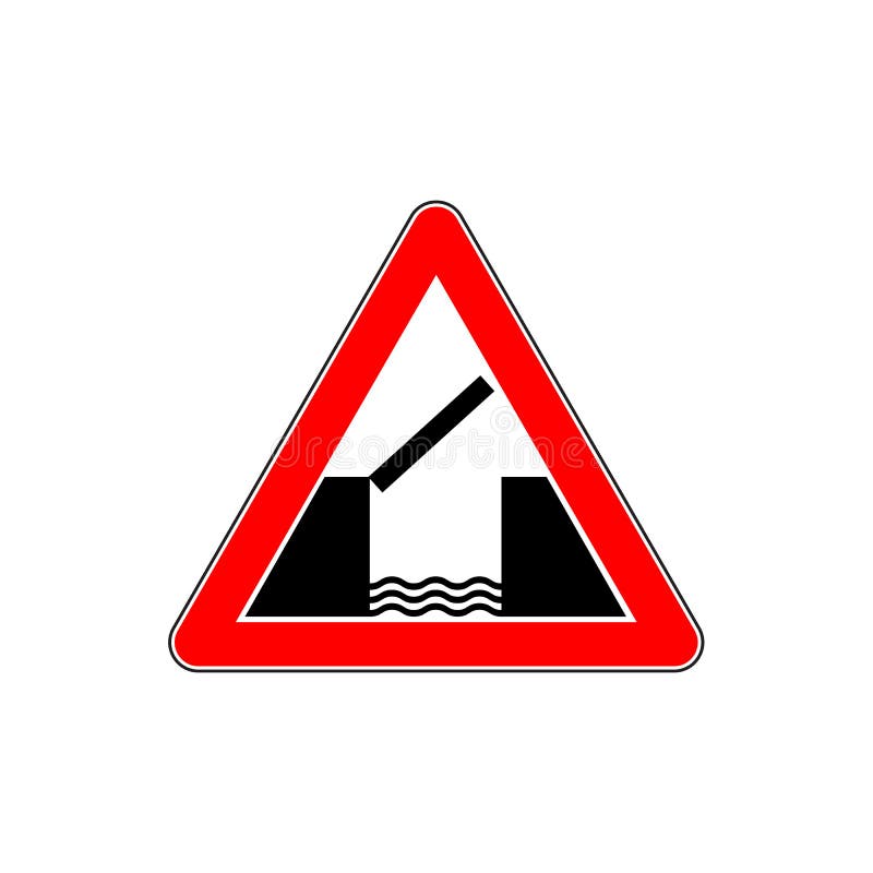 Lifting Bridge Warning Sign Icon, Flat Style Stock Vector ...