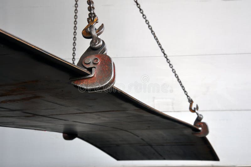 Lifting Chains and Hooks for Loading Sheet Metal. Grab Stock Photo ...