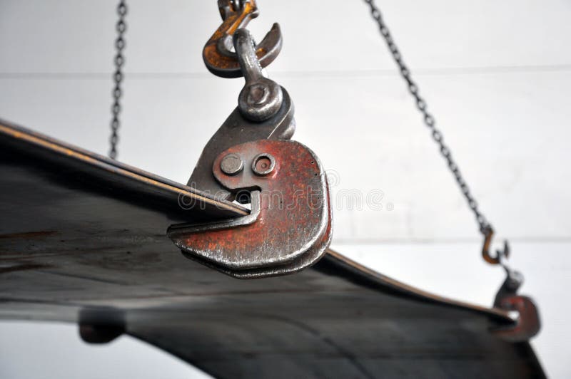 Lifting Chains and Hooks for Loading Sheet Metal. Grab Stock Image ...