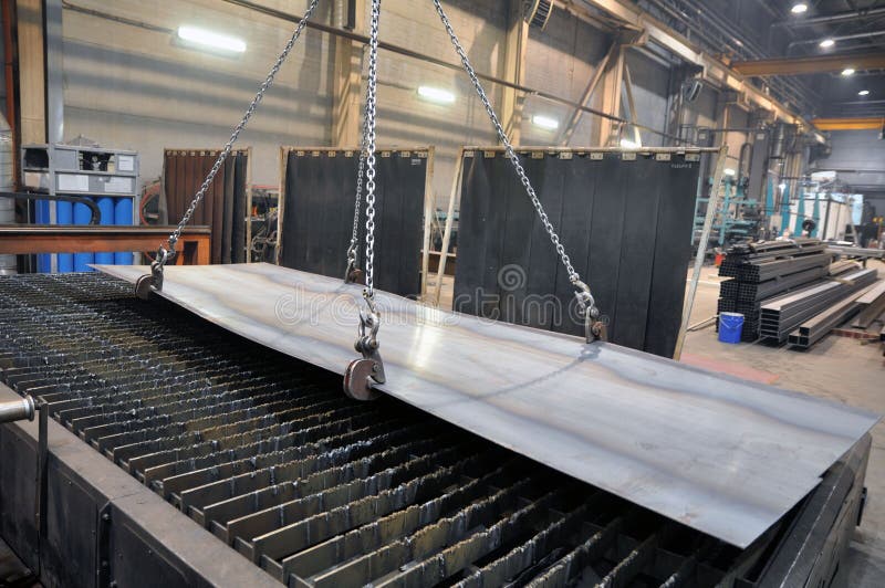 Lifting Chains and Hooks for Loading Sheet Metal. Grab Stock Image ...