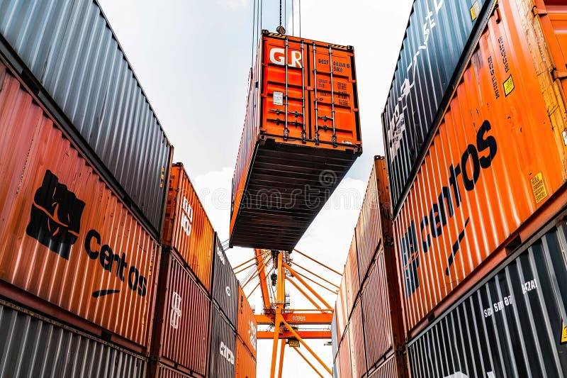 Lifting the Container at the Port of Shipment Front View of Cargo ...