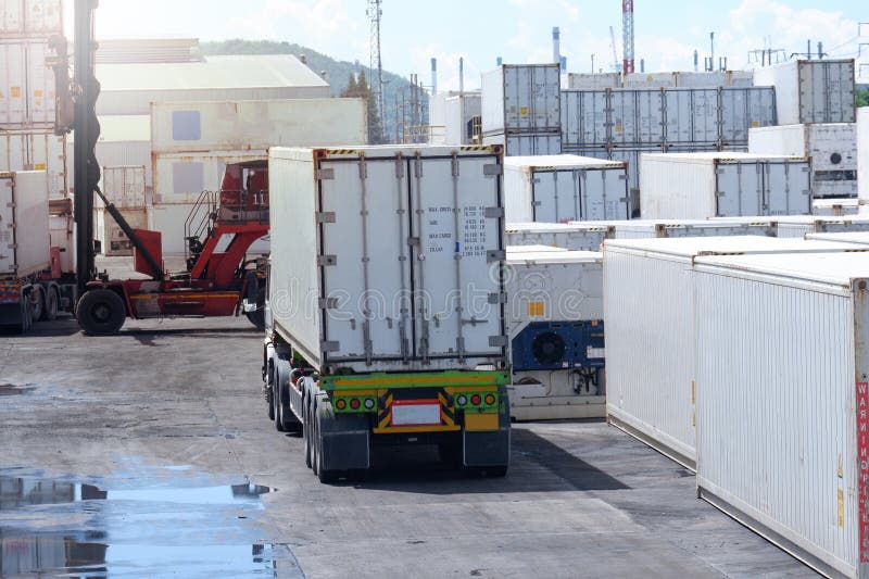 Lifting Containers and Trucks from an Industry Perspective Stock Image ...