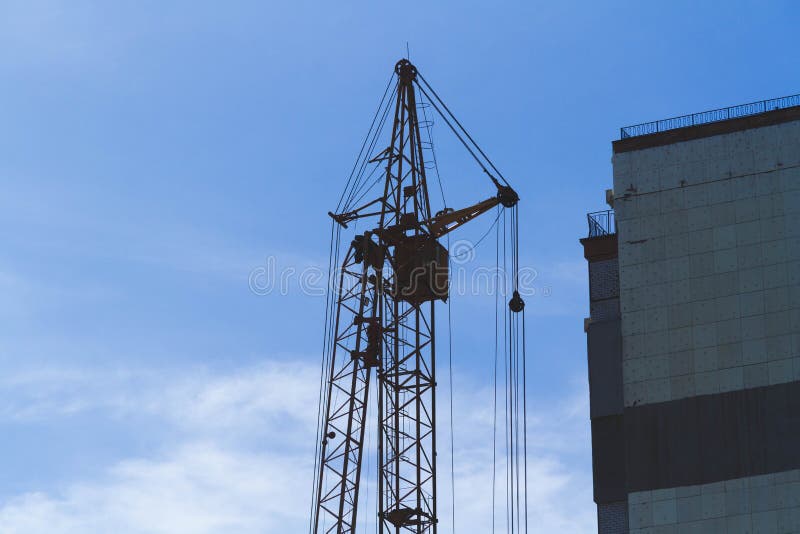 Lifting Crane. Construction of High Structures. Rise To Height Stock ...