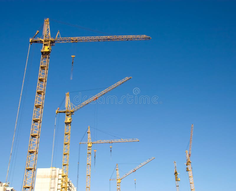 Lifting Cranes on a Big Building Stock Photo - Image of tall, urban ...