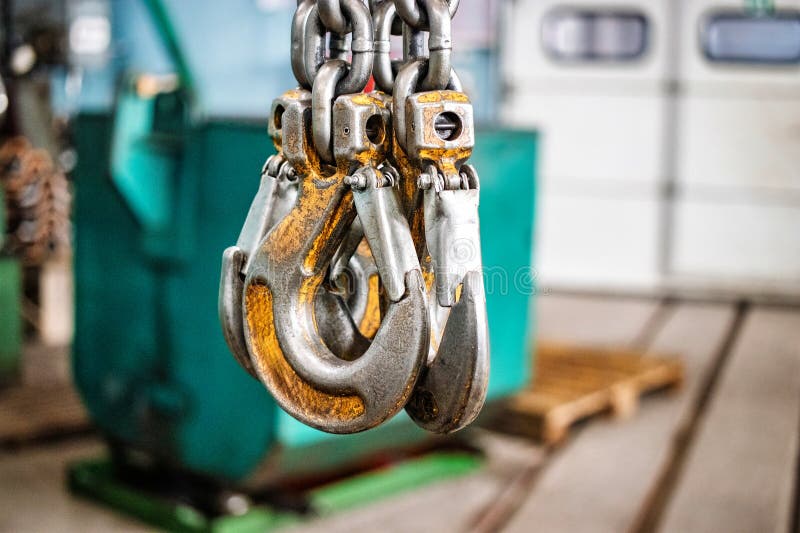 Lifting Device Hooks in an Industrial Workshop Used for Lifting Heavy ...